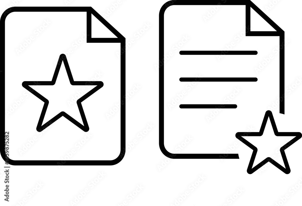 document file star icon set. Highlighted digital folder. notable stars marking for easy ...