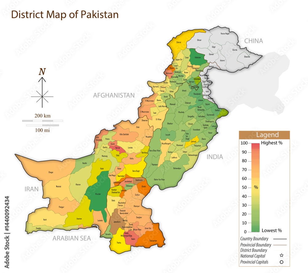 District-wise map of Pakistan-Editable-Layered Stock Vector | Adobe Stock