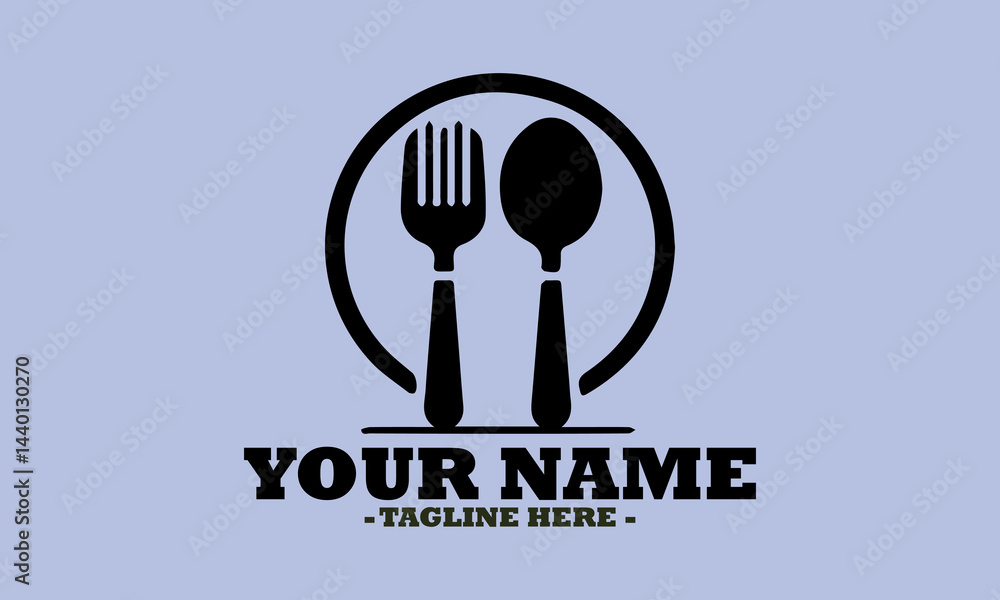 fork and spoon set on logo background, spoon and fork logo icon ...