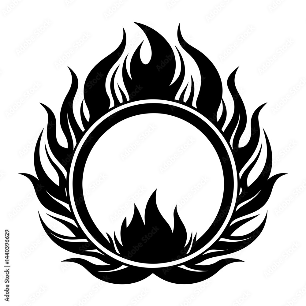 Download Burning Circle Flame Frame Vector Eps File For Design. Stock ...