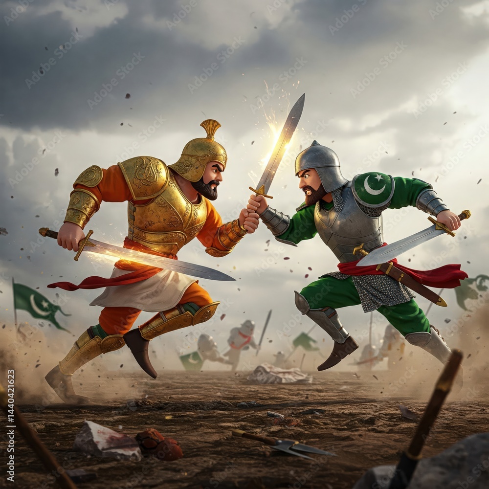 Стоковая иллюстрация «Indian army attack on Pakistan army | india vs ...