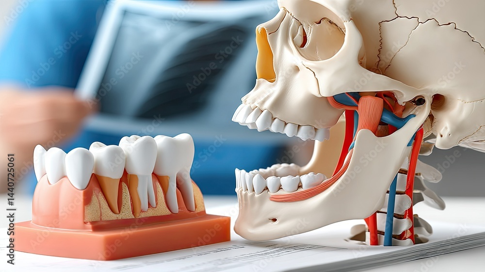 Foto de Stock Detailed cross-section model of the human head and neck ...