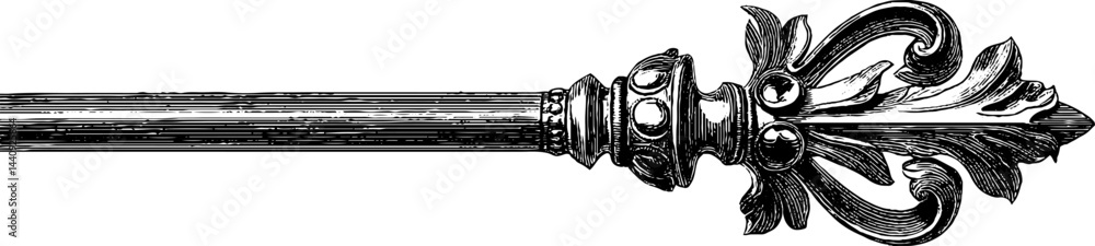 Baroque scepter design with ornate crow motif - regal and historical ...
