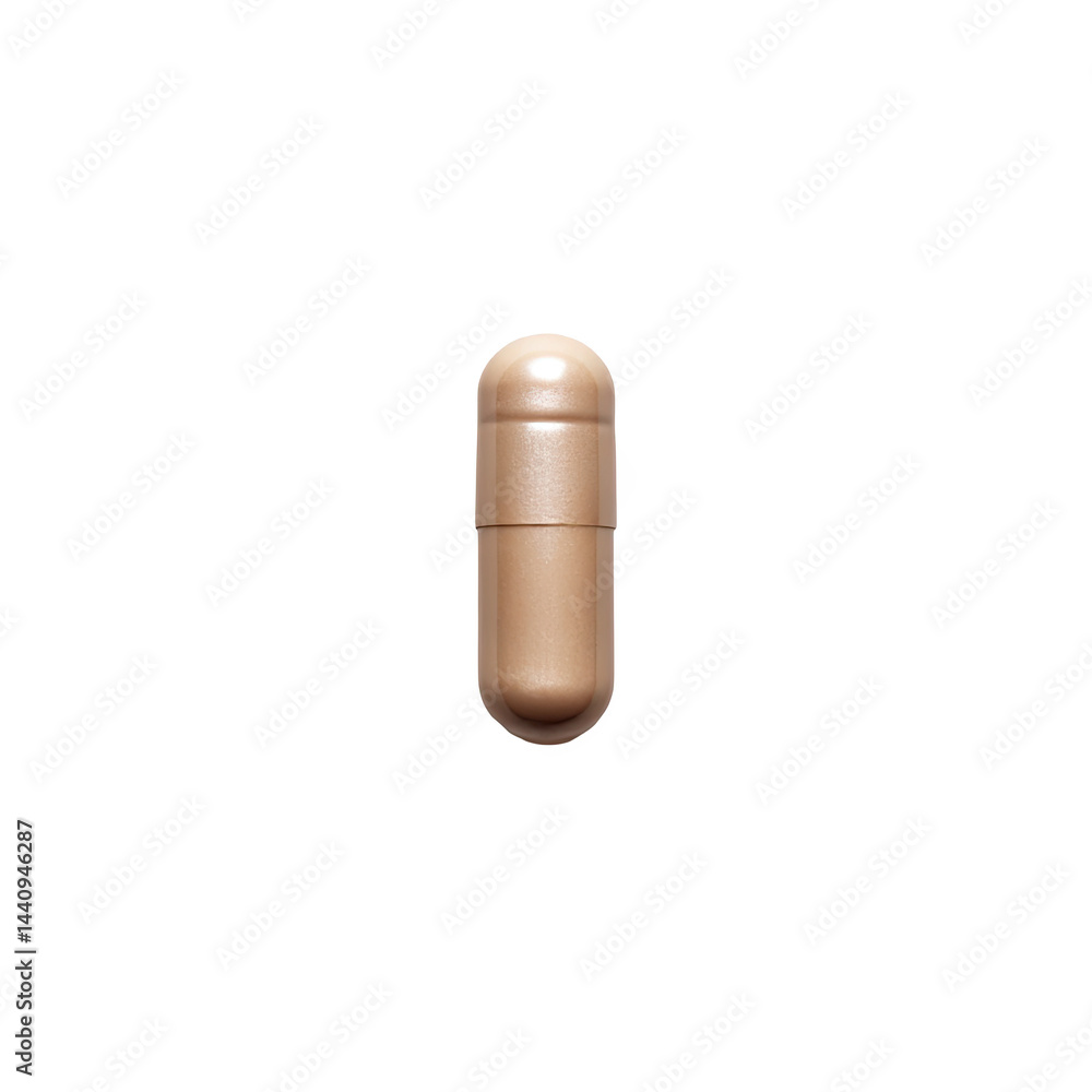 Single shiny brown capsule pill medicine healthcare pharmacy 3d drug ...