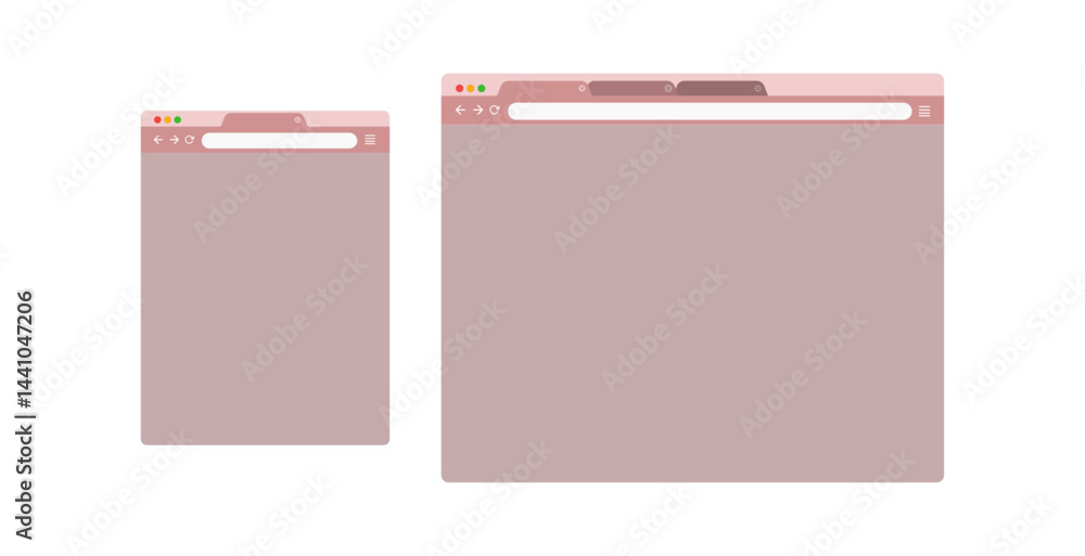 Transparent browser window on blue and violet background. Window ...