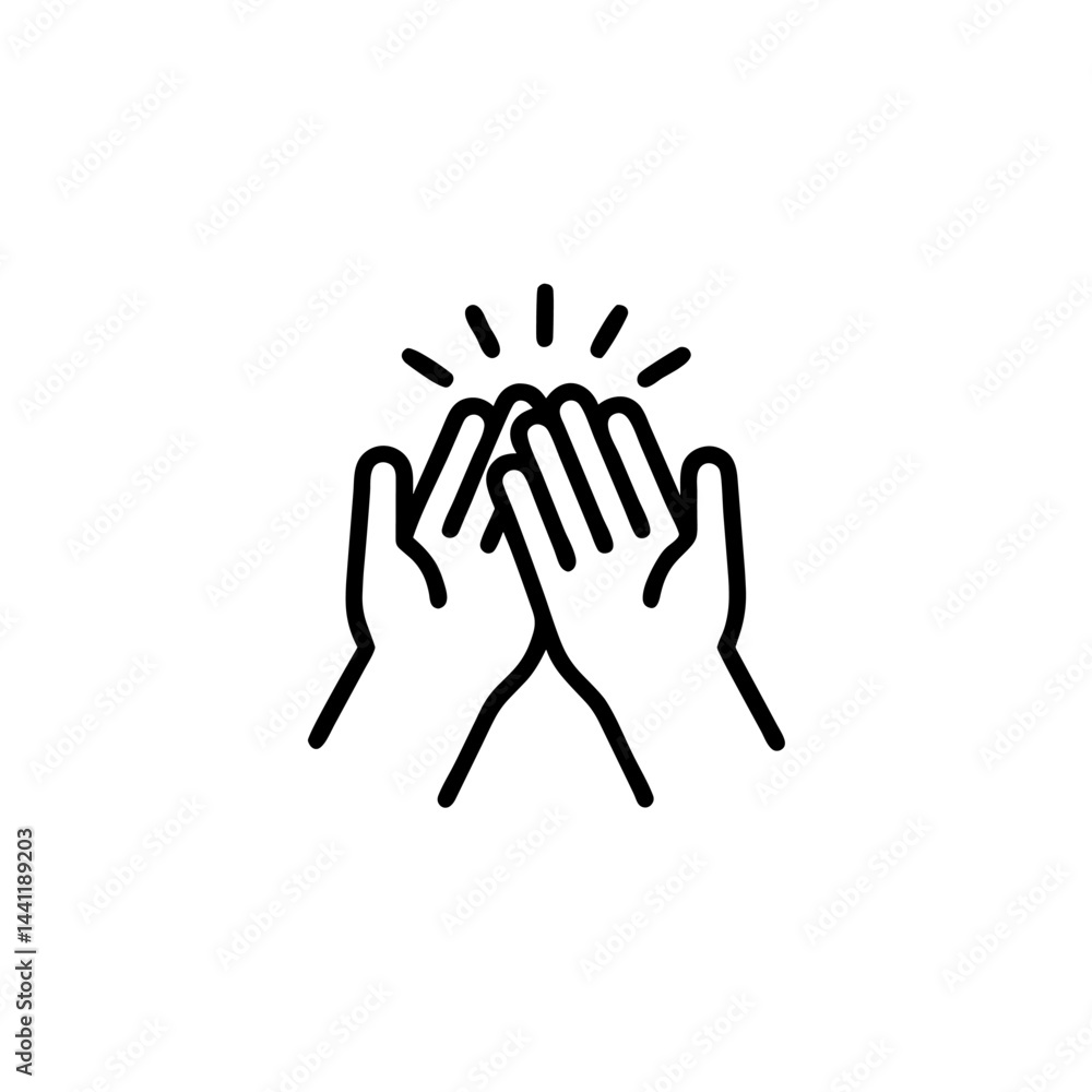 High five vector icon, two hands clapping together celebrating success ...