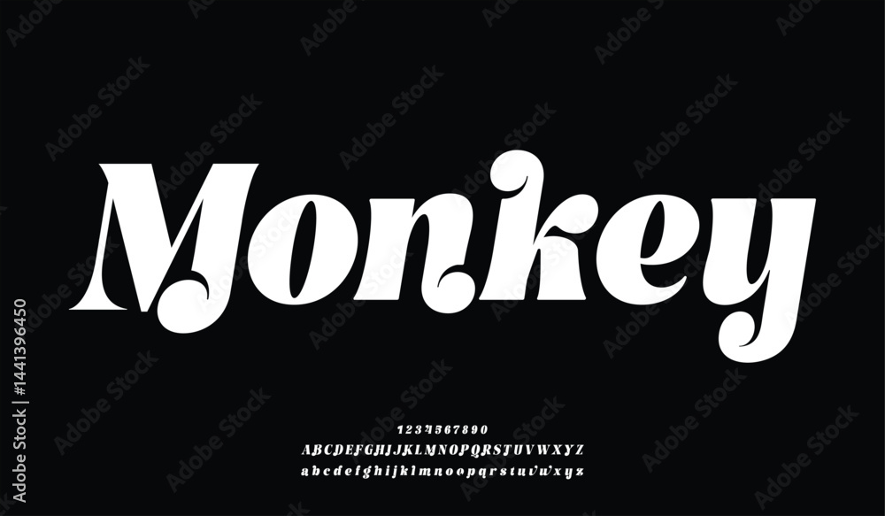 Monkey Elegant Font Uppercase Lowercase and Number. Classic Lettering ...