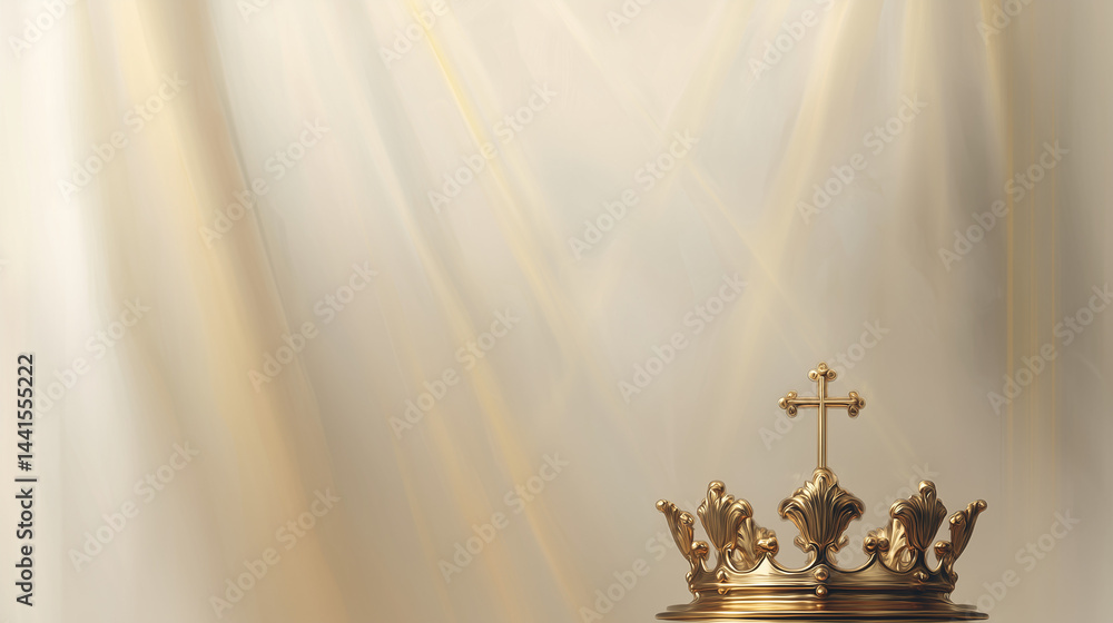crown with cross, elegant golden crown with a small cross on top placed ...