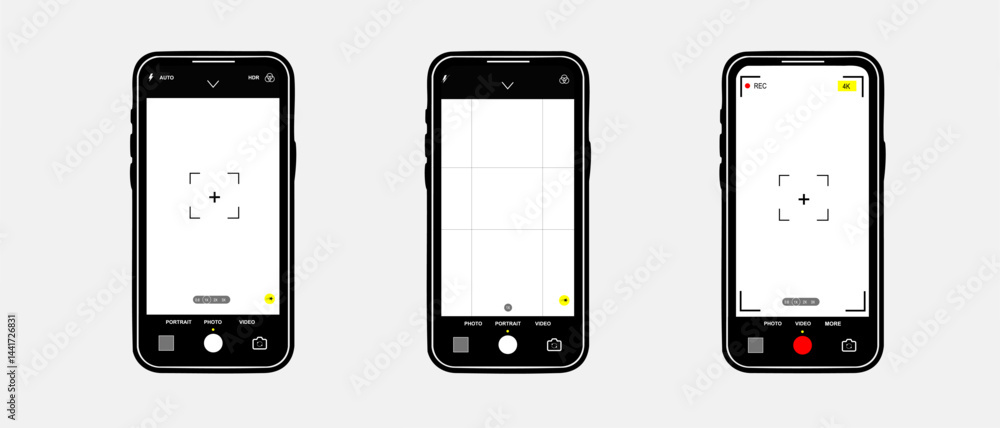 Mobile Camera App Interface – Vector Illustration of Smartphone Photo ...