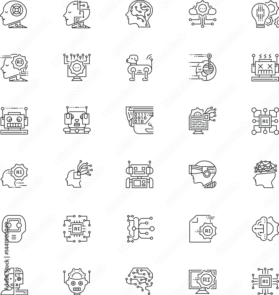 AI icons minds robots and technology Stock Vector | Adobe Stock
