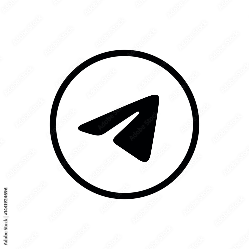 Telegram Logo Black Circle Outline Icon, Telegram App Vector, Editable SVG, PNG, Transparent ...