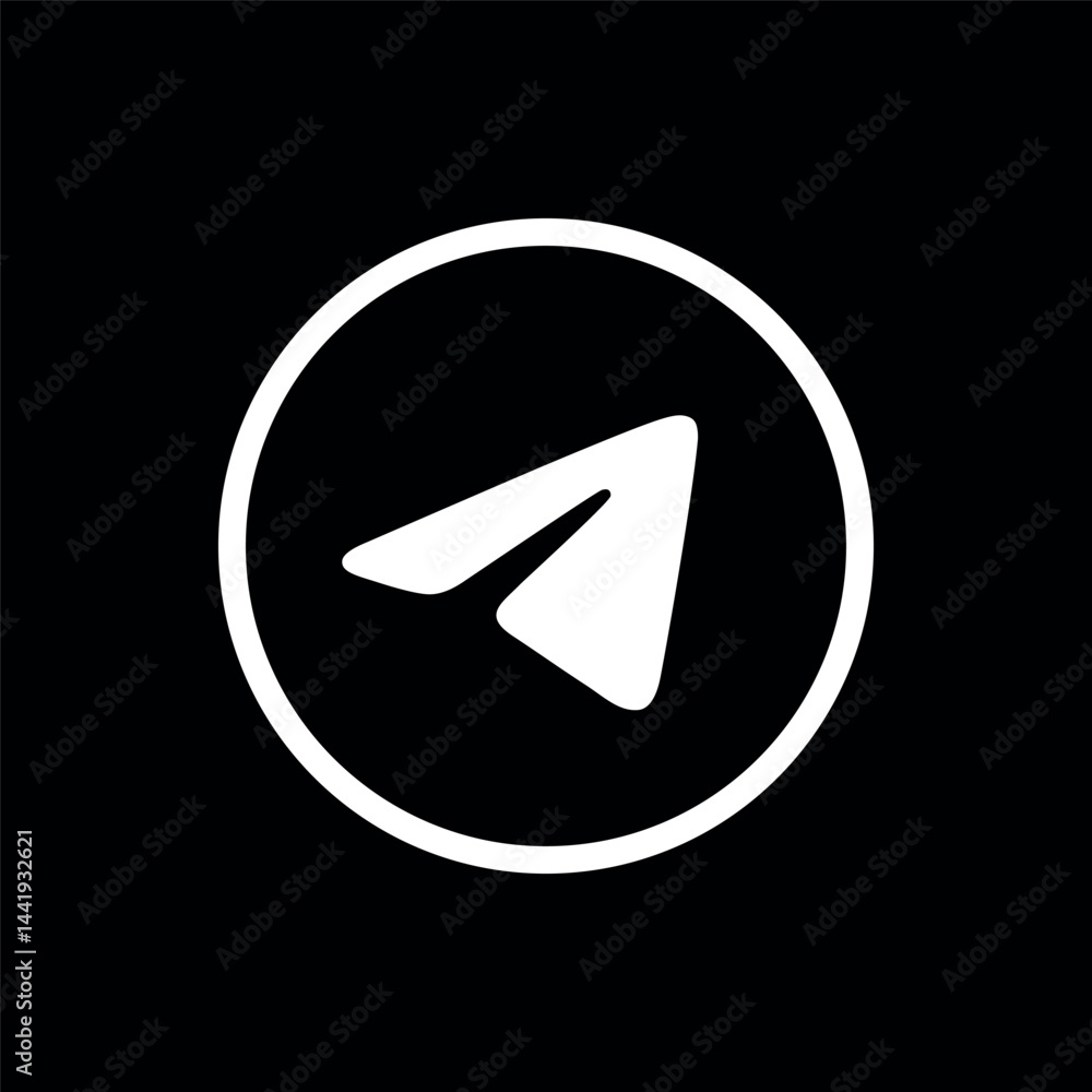 Telegram Logo White Circle Outline Icon, Telegram App Vector, Editable ...