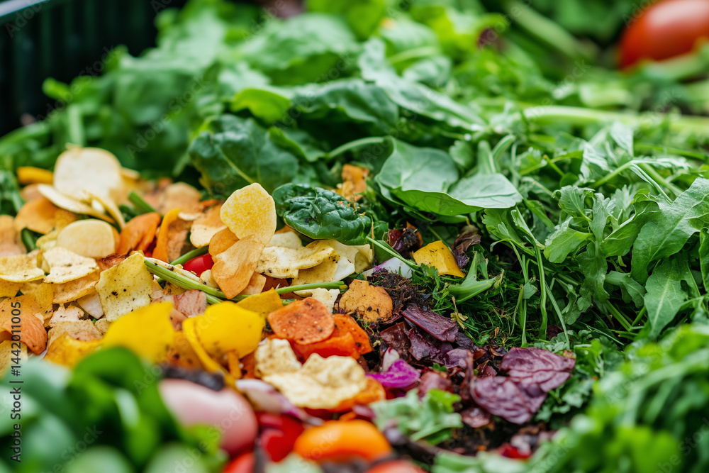 salad vegetables compost pile, food waste, recycling, sustainability ...