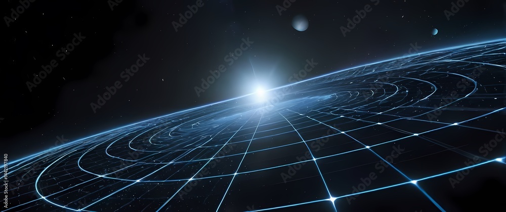 Scientific diagrams of space time grid distortions caused by massive ...