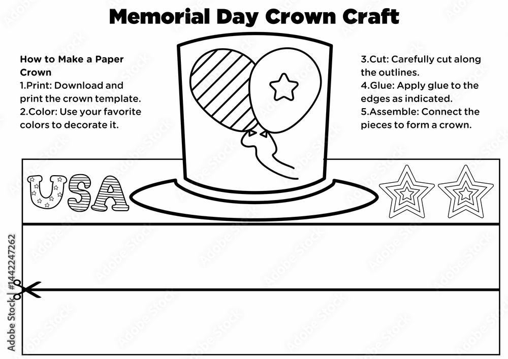 Memorial Day Hat Crown Craft | Patriotic Coloring Activity for Kids ...