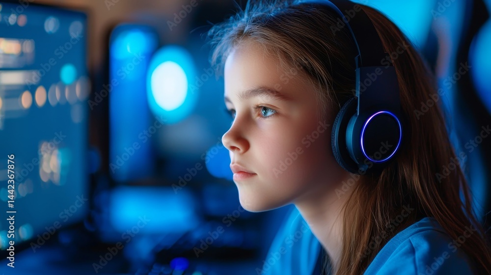 Tech-Savvy Gen Z Influencer Live Streaming in Modern Gaming Setup with ...