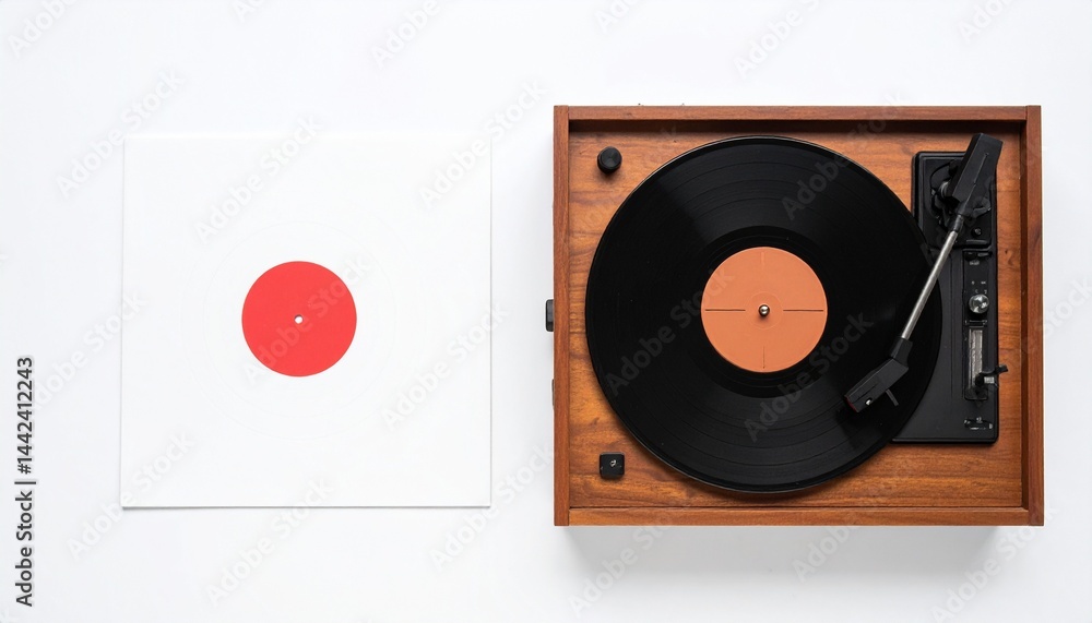 Vintage turntable with vinyl record, a symbol of music and the past ...