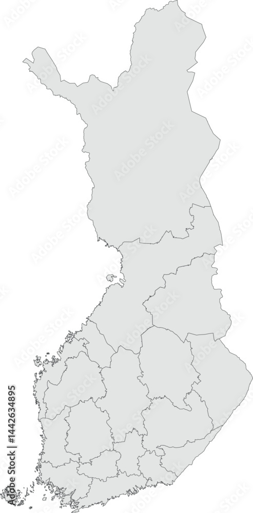 Vector map of Finland showing all regions with clearly defined borders ...