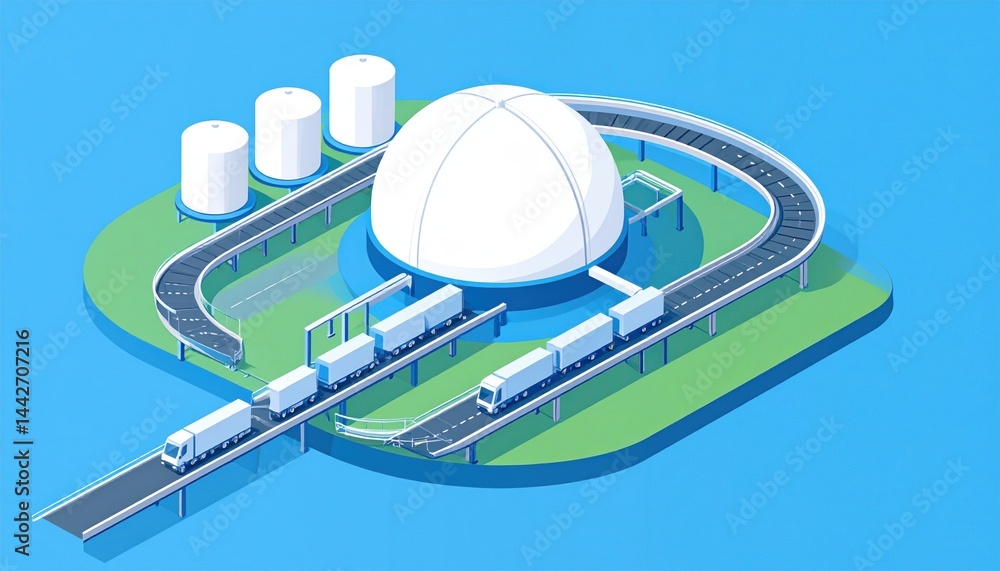 Transport logistics operations at fuel storage facility animated ...