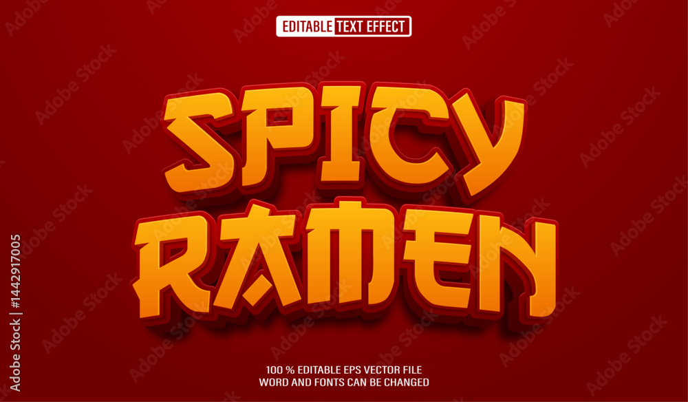 Editable 3d text style effect - Spicy Ramen text effect Template Stock ...