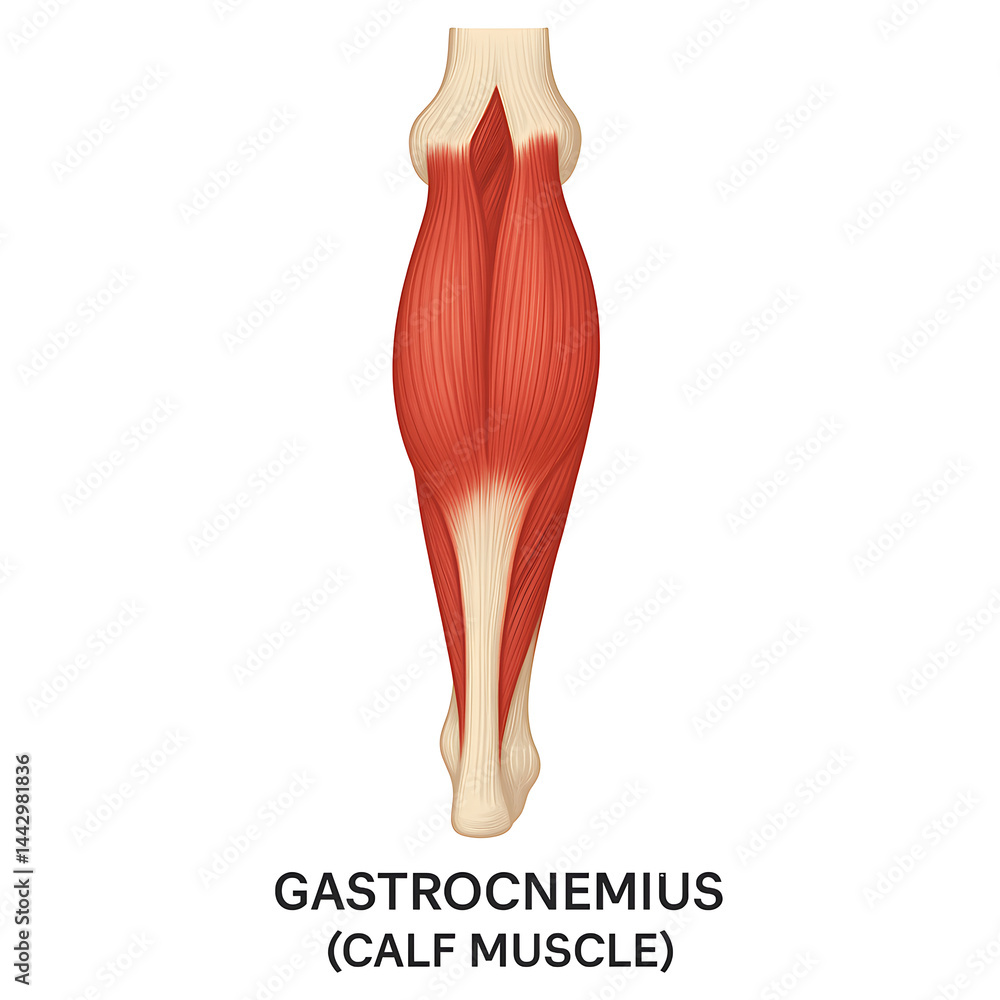 Clean Vector of Gastrocnemius (Calf Muscle) Anatomy with Realistic ...