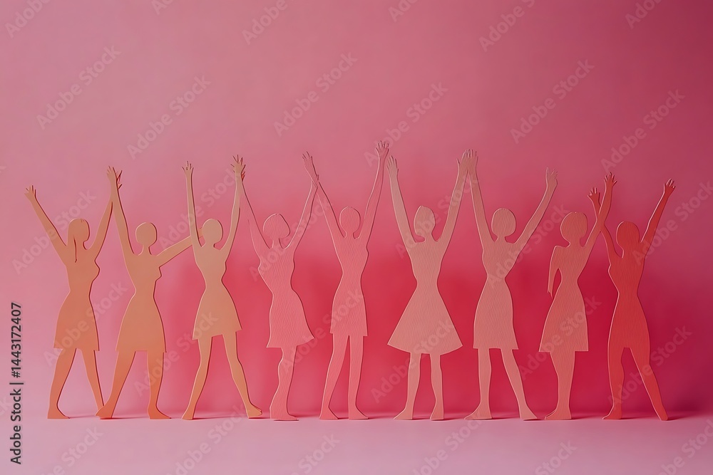 Pink Ladies Group Celebrating Teamwork and Unity Stock Photo | Adobe Stock