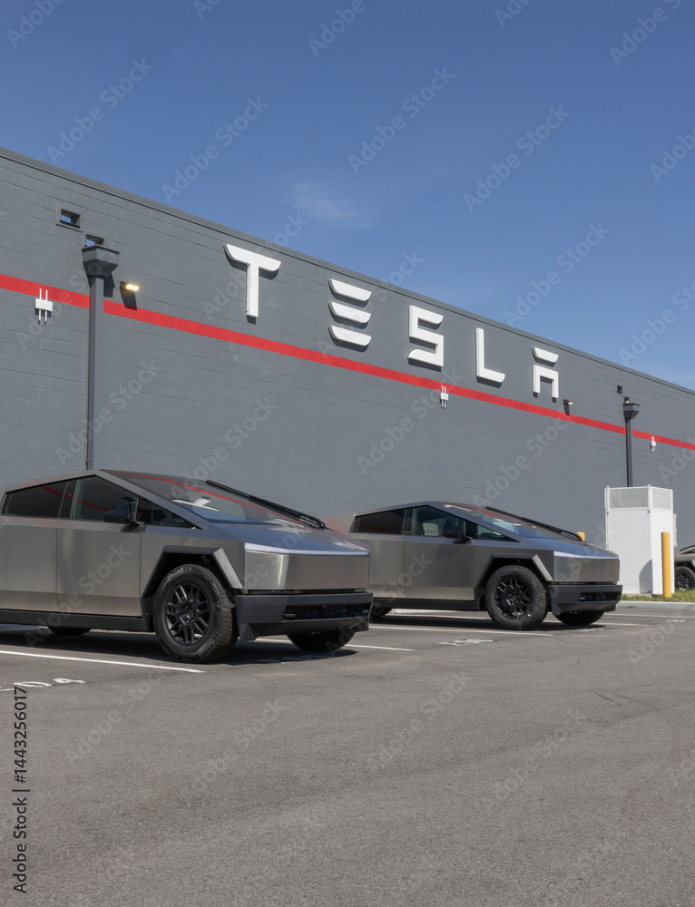 Tesla Cybertruck display at a dealership. Tesla offers the Cybertruck ...