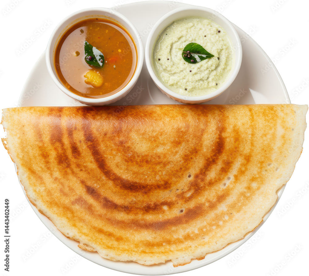 Delicious South Indian Masala Dosa with Sambar and Coconut Chutney ...