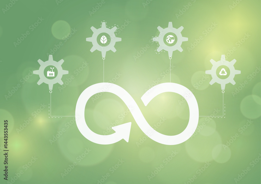 Sustainable Circular Economy Infinity Diagram. Green infographic with ...