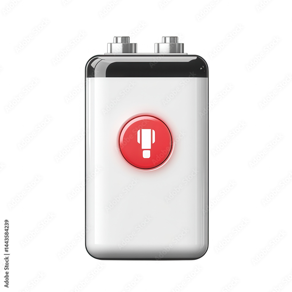 Isolated battery with exclamation mark warning sign power energy ...