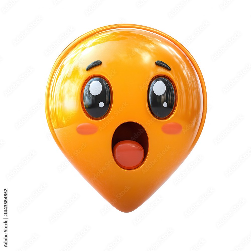 Shocked emoji surprised face reaction emoticon digital art illustration ...