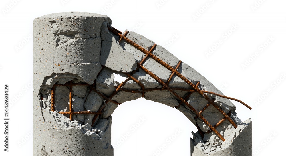 Crumbling Concrete Bollard Displaying Severe Weather Damage and Exposed ...