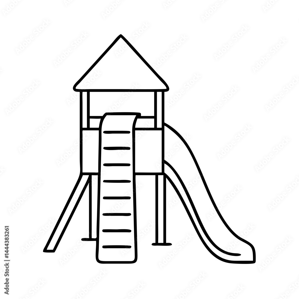 playground slide icon, playground slide line art - simple line art of ...