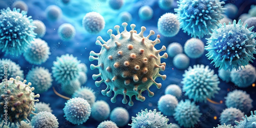 Immune cells cluster around a white blood cell under the microscope ...