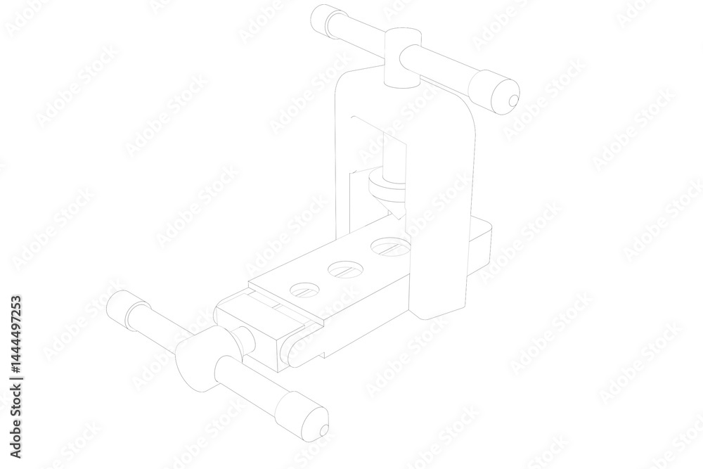 White Outline Illustration of a Tube Flaring Tool, Minimalist Design on ...