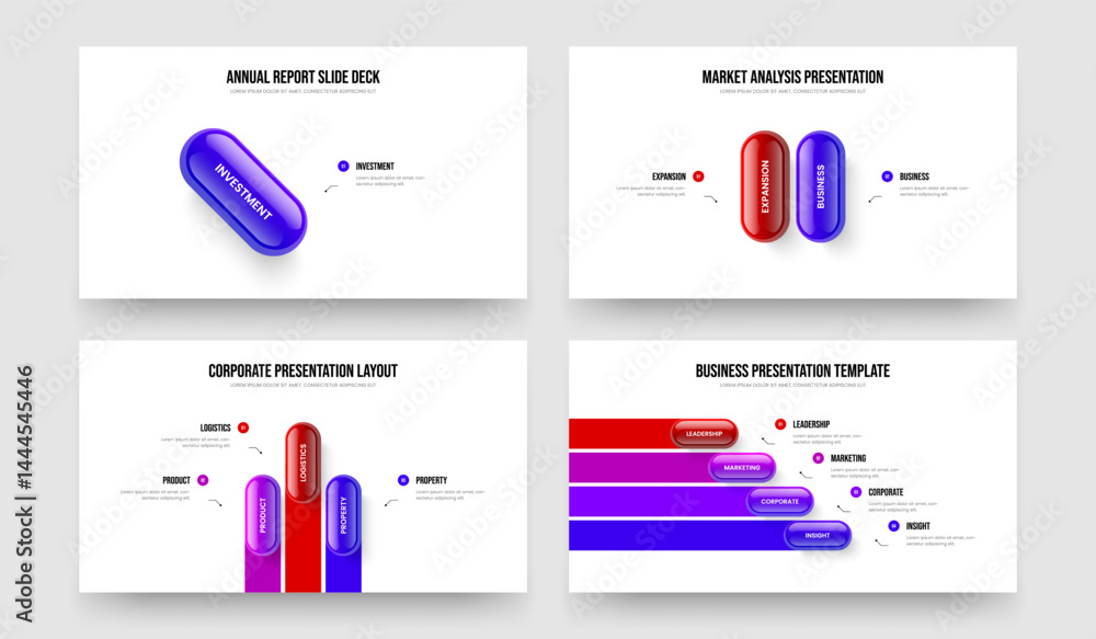 Digital Report 1 2 3 4 Element Diagram Frame Template Bundle. Modern ...