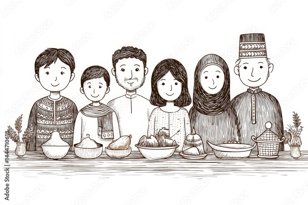 Authentic Malaysian Hari Raya Aidilfitri Family Gathering - A sketch ...