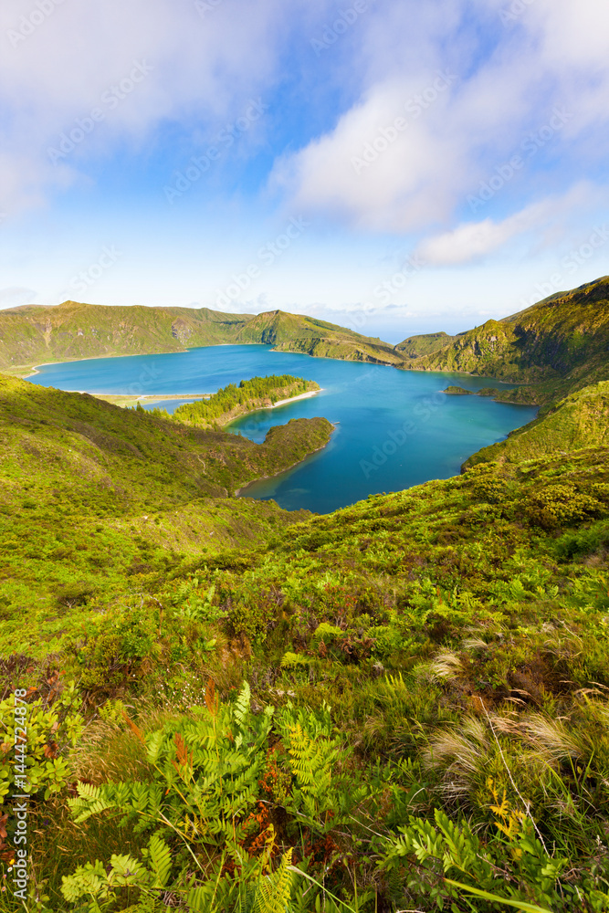 Lagoa do Fogo, volcanic crater lake on Sao Miguel island, Autonomous ...