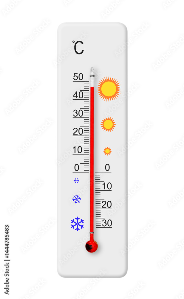 Celsius scale thermometer isolated on transparent background. Ambient ...