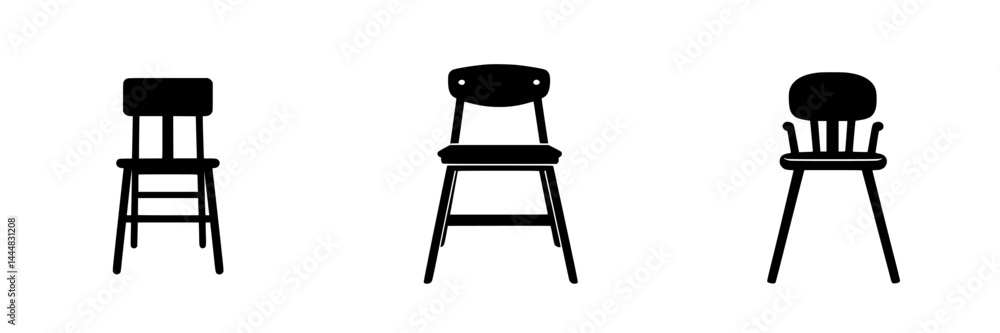 Silhouette pictogram collection of various chair designs for use in ...