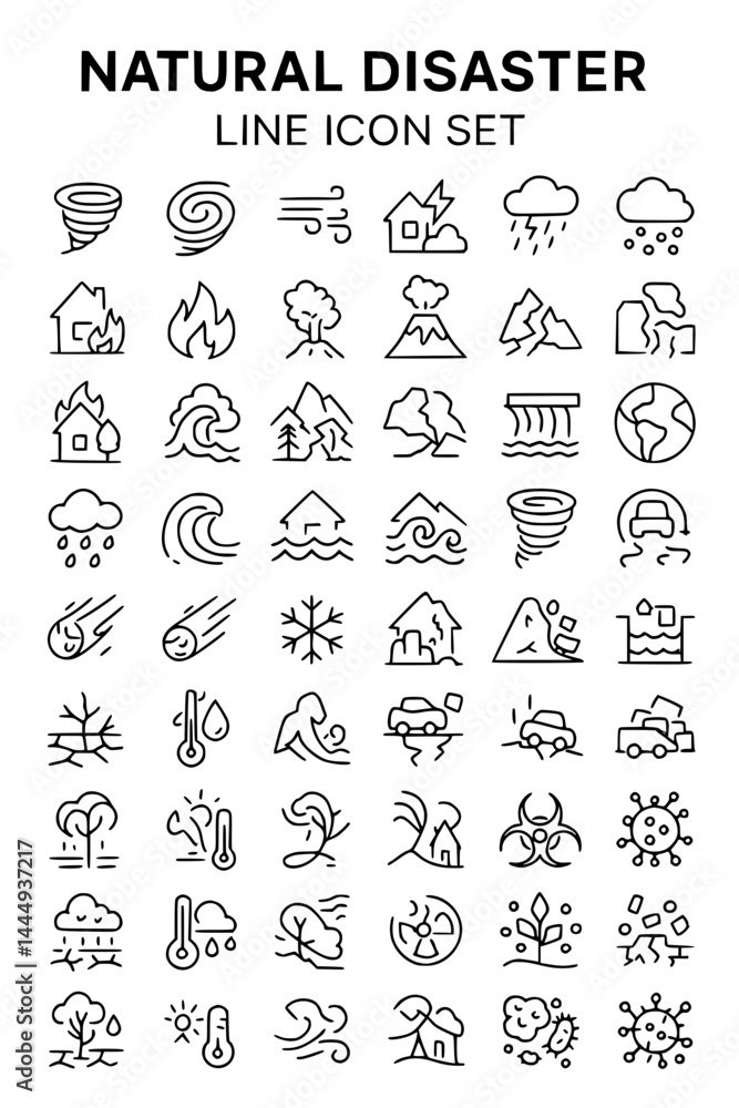 Natural Disaster Icons.natural disaster, tornado, wind, thunderstorm ...