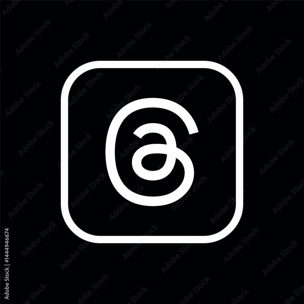 Threads Logo Outline White Icon, Threads App Vector, Editable SVG, PNG ...