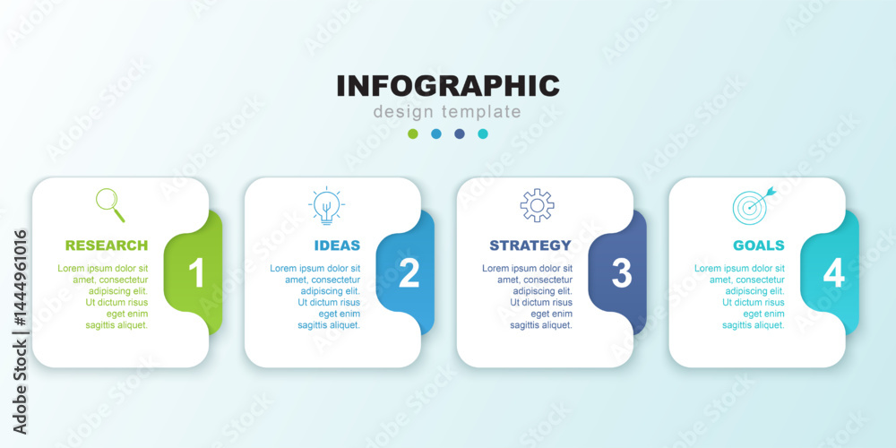 Modern infographic with square rounded boxes Stock Vector | Adobe Stock