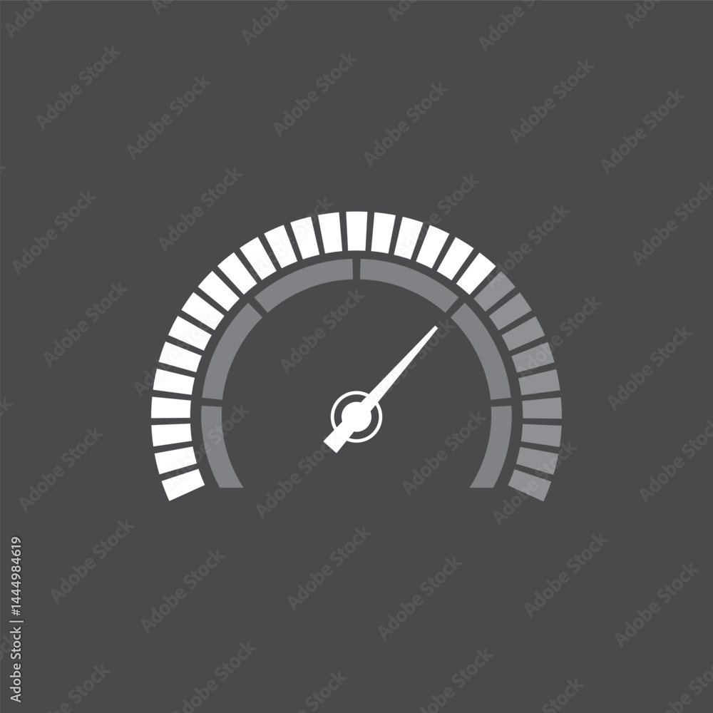 Car speedometer, vector monochrome gray scale semicircle digital gauge ...