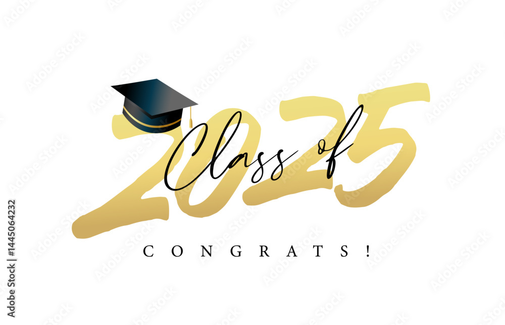 Class of 2025, creative calligraphy for t-shirt design. Congratulation ...