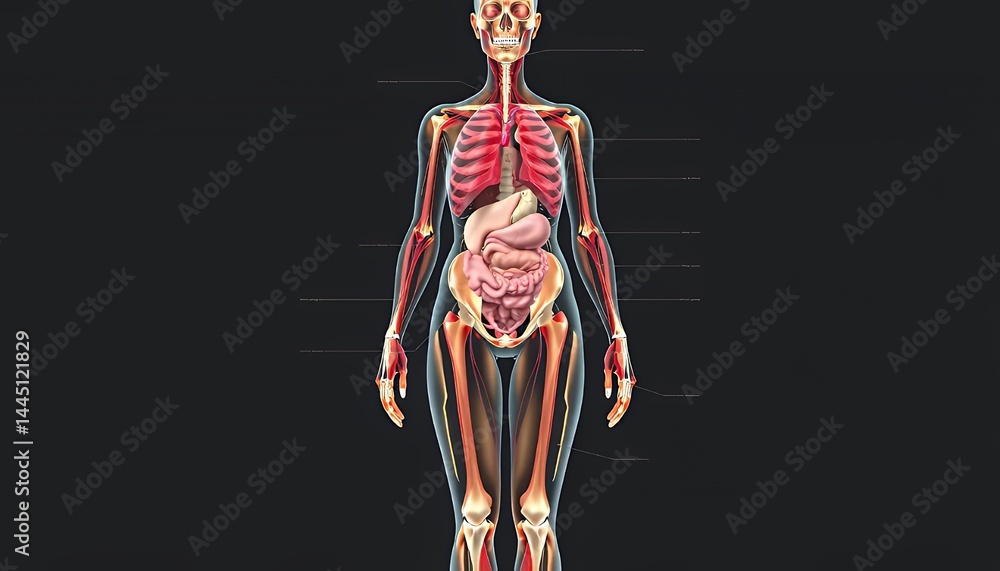 Detailed Human Internal Organs System Full Body View Anatomical ...