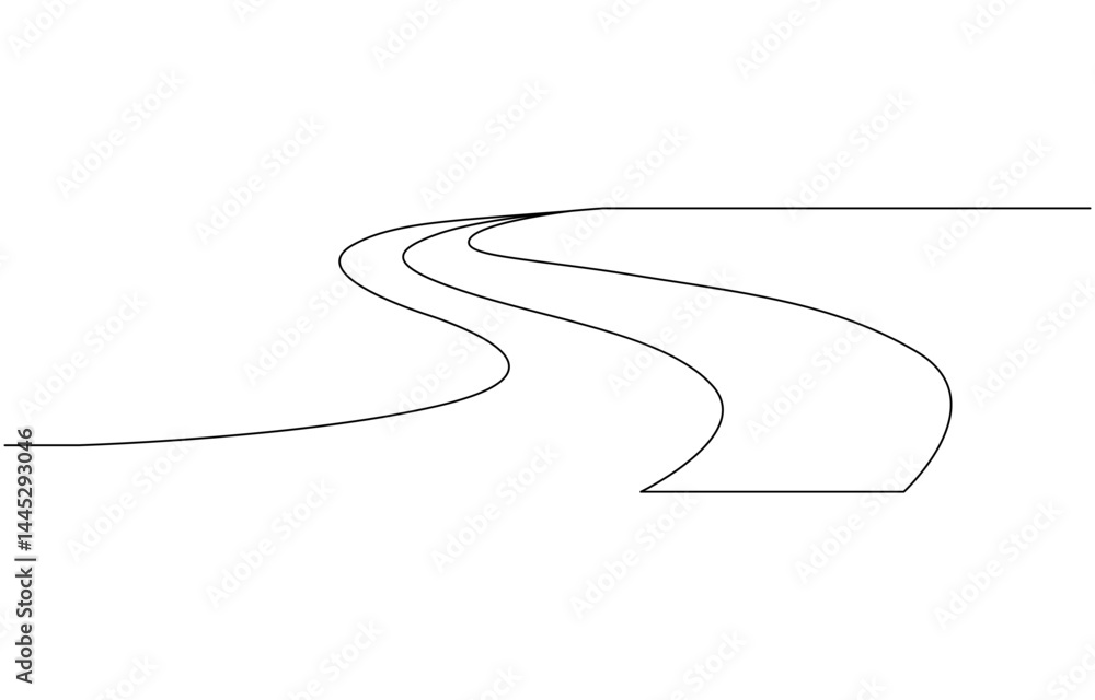 Continuous line vector illustration design of winding road, Simple Line ...