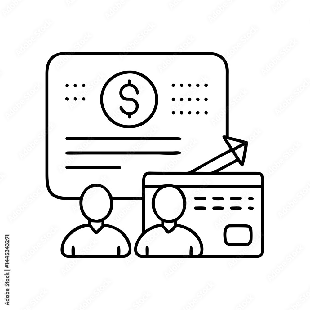 credit union icon, credit union line art - simple line art of credit ...