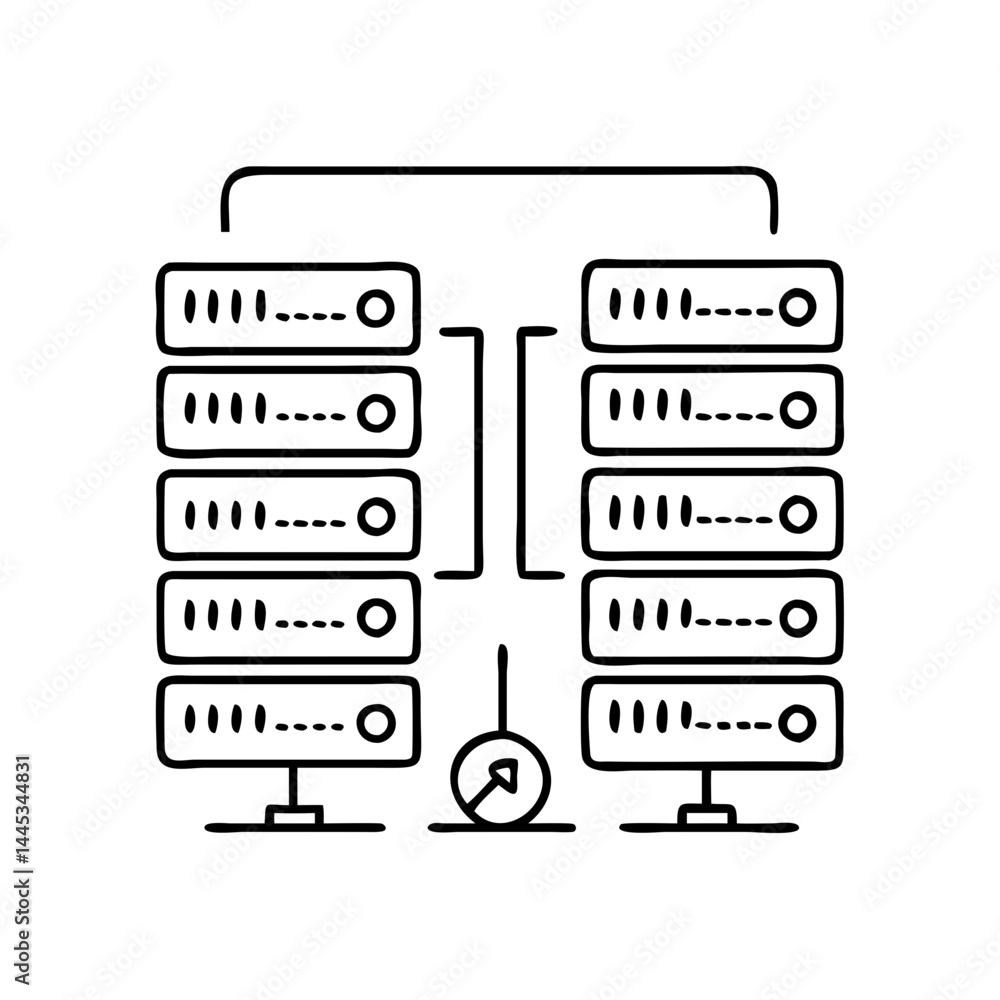 data center icon, data center line art - simple line art of data center ...