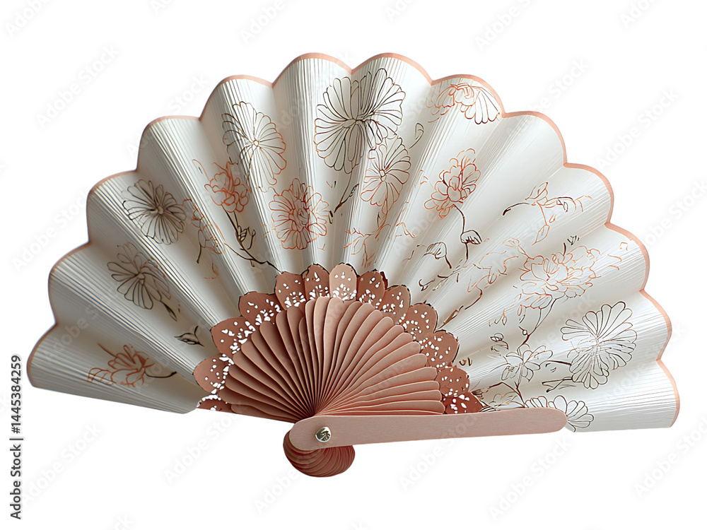 Elegant hand fan with delicate floral design. Perfect for adding a ...